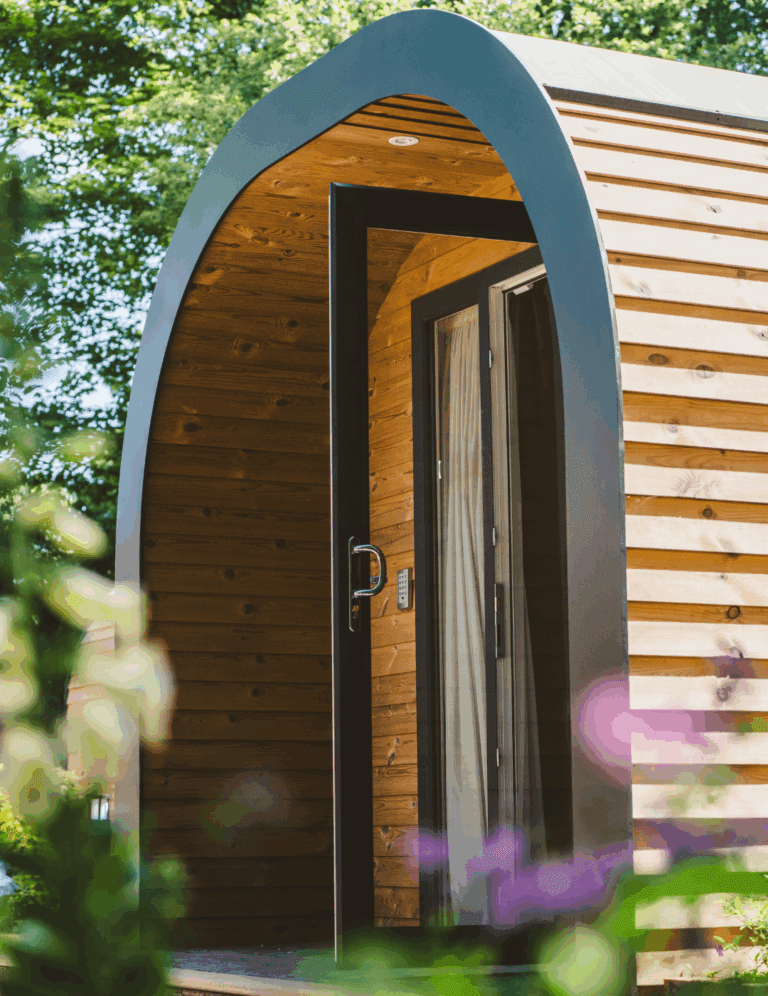 Woodland Pod accommodation at Moddershall Oaks