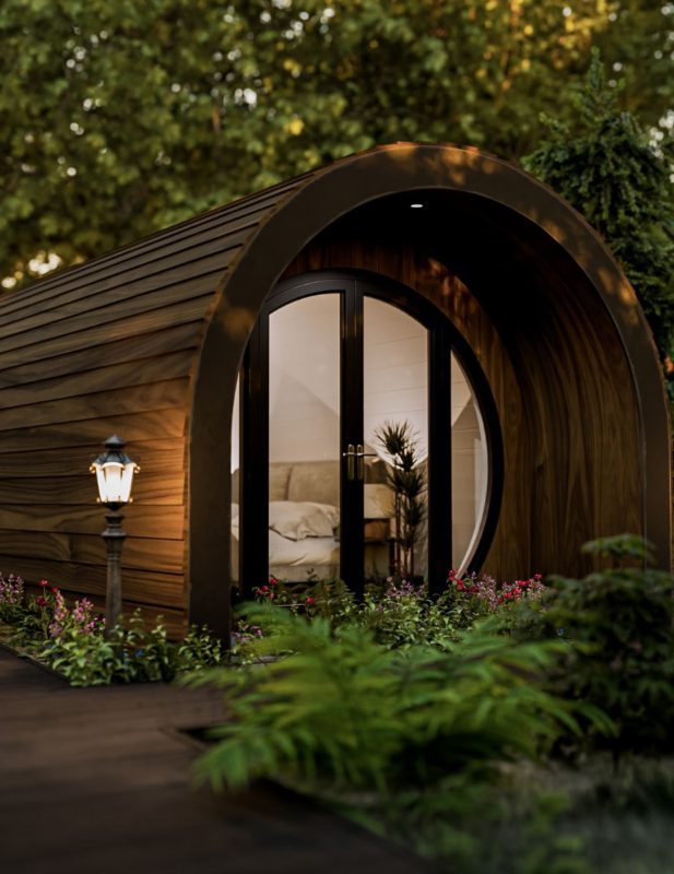 Woodland Pod accommodation at Moddershall Oaks